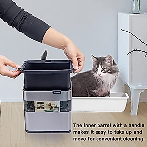 Vonsamge Universal Cat Litter Scoop Holder, Stainless Steel Small Trash Can.
