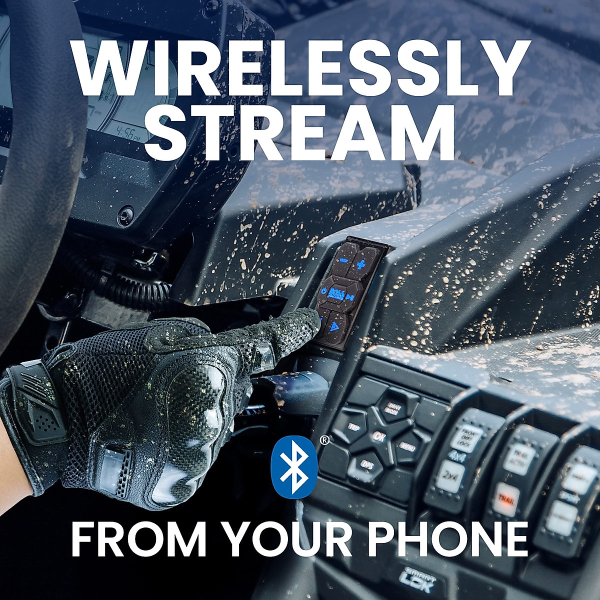 BOSS Audio Systems BPS1RS Carling Rocker Switch – Receives Audio Via Bluetooth and 3.5 mm Jack Directly to an Amplifier. Best for ATV/UTV. Also Marine, RV, Trucking, Emergency Vehicle Industries