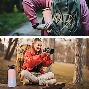 Lexlion Tea Infuser Bottle - Fruit Infuser Water Bottle 32 Oz, Triple Walled Insulated Stainless Steel Bottle, Thermal Leaf Infuser, Silicone Sleeve, 3 Lids Leakproof, Metal Mug Gallon