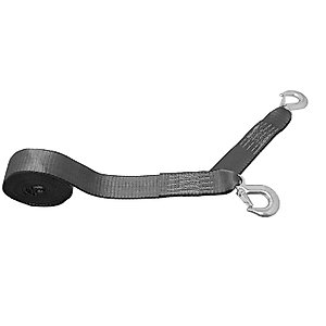 CustomTieDowns 2 Inch x 20 Foot Replacement Winch Strap, Tow Strap, 2 Forged Hooks, 1 Inch Long Loop Opening On The Opposite End. Breaking Strength: 10000 lb (Gray)