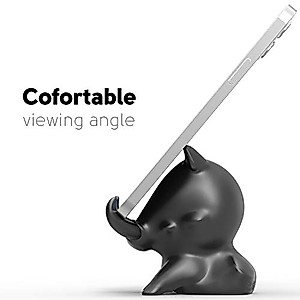 5th EGG Kawaii Phone Stand for Desk, Cute Cell Phone iPhone Holder, Animal Design Fun Accessories for Office, Home & Gamer Desktop- Compatible with All Mobile Phones & Mini Tablets (Warthog, Black)