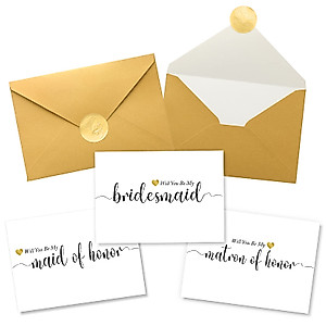 Sabary 10 Pcs Will You Be My Bridesmaid Card Set Bridesmaid Proposal Card with Envelopes and Seals 8 Bridesmaid Cards 1 Maid of Honor Card and 1 Matron of Honor Card Bridesmaid Proposal Gifts