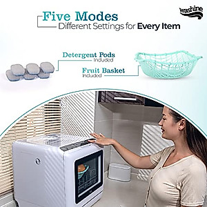 Washine Countertop Dishwasher Machine - Efficient Personal Dishwasher - RV Dishwasher with 5 Speedy Wash Cycles & Air Drying - Apartment Dishwasher with Dual Tank/Faucet Mode