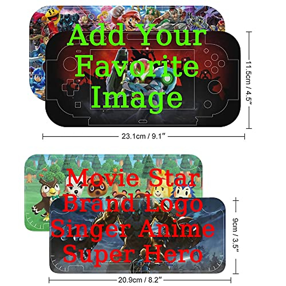 Custom Sticker Skin Compatible with Nintendo Switch & lite Edition Decal Protective Full Set Cover Game Console & Joy Cons Wrap Controller Accessories CGgame Brand Anime Movie Singer (for Switch lite)