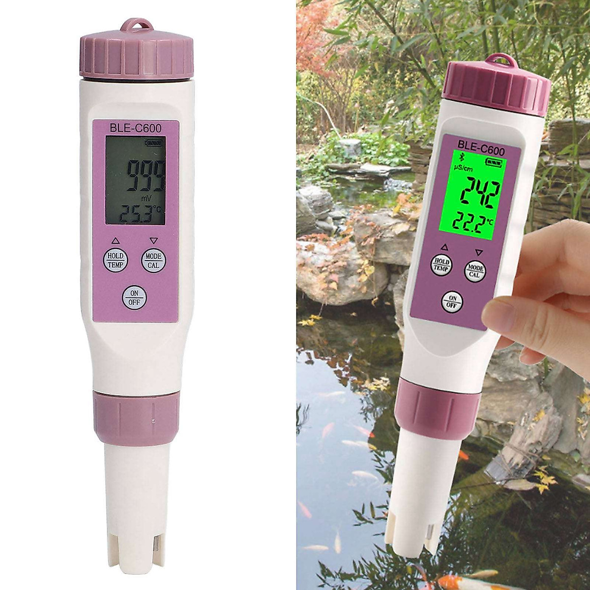 7 in 1 Bluetooth Water Quality Tester Automatically Save Data PH EC ORP Waterproof Salinity Meter for Water Fish Drinking Water, Sewage Treatment