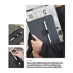 Ringke Pen Holder for Apple Pencil, Journal, Notebooks, and More - 3M Self Adhesive PU Leather Durable Pen Loop with Elastic (3 PACK) - Black