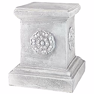 Design Toscano CL5194 English Rosette Sculptural Garden Plinth Base Statuary Pedestal, Large, antique stone