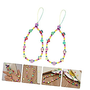WOONEKY 2pcs Cell Beads Id for Decor Key Creative Fruit Rope Back Bracelet Exquisite Pendants Ropes Camera Hanging Chains Bracelrt Chic Charm Lanyards Strap Lost Phone Cellphone Wrist