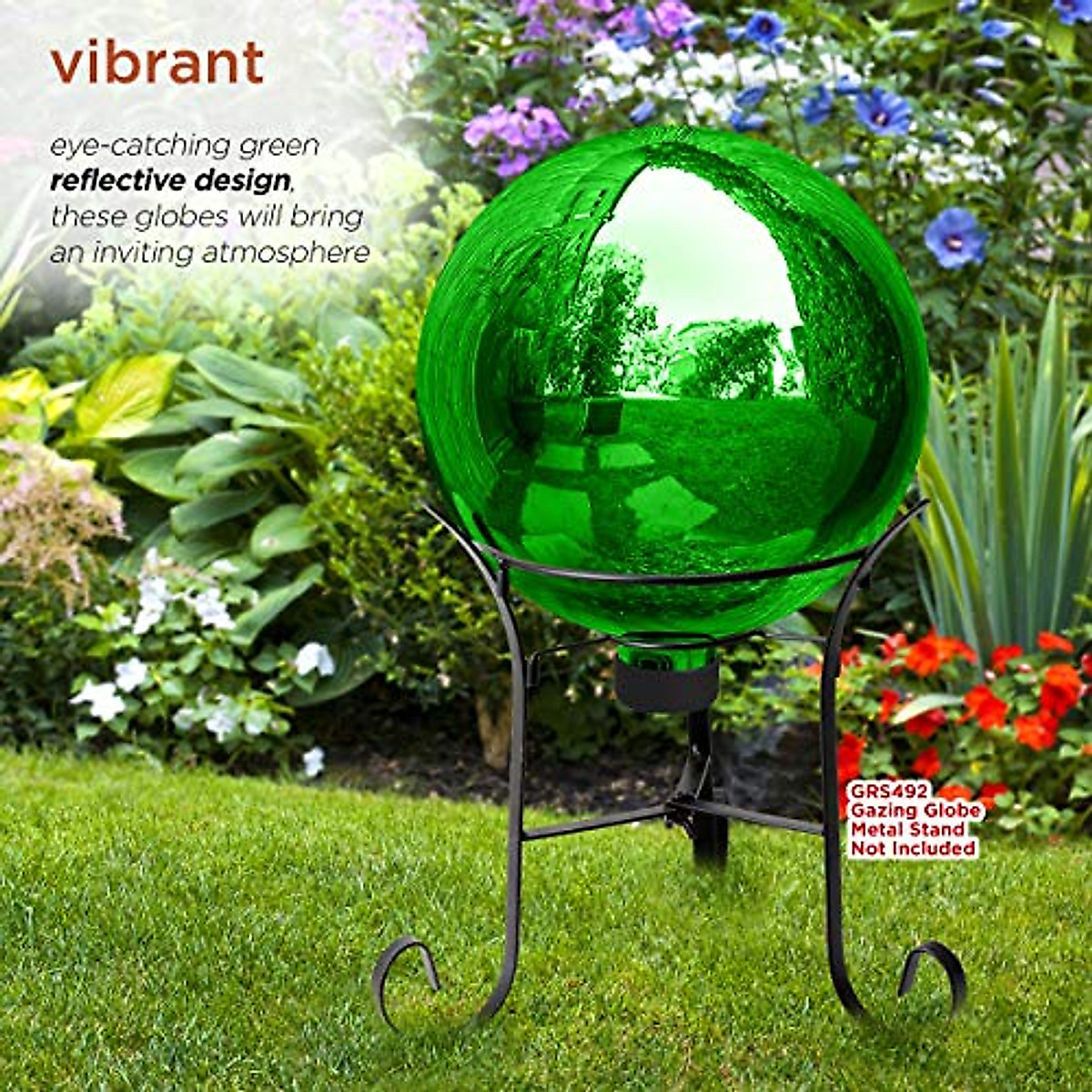 Alpine Corporation GLB292GN Gazing Globe, 10"L x 10"W x 12"H, Green