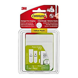 Command Medium and Large Picture Hanging Strips, Damage Free Hanging Picture Hangers, No Tools Wall Hanging Strips for Living Spaces, White, 4 Medium Pairs and 8 Large Pairs