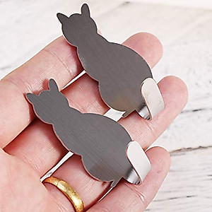 Zerodeko 16 Pack Adhesive Hooks Hat Hooks Hanger for Wall, Waterproof Stainless Steel Wall Hangers Sticky Hooks for Hanging Bathroom Kitchen Stick on Wall Hooks Cute Cat Shape