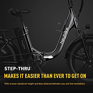 Heybike Ranger Electric Bike for Adults Foldable 20'' x 4.0 Fat Tire Step-Thru Bicycle with 500W Motor, 48V 15AH Removable Battery and Dual Shock Absorber Black