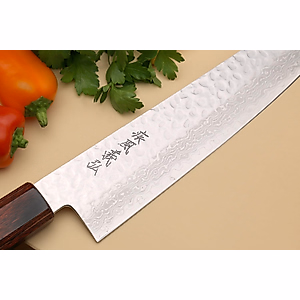 Yoshihiro VG10 46 Layers Hammered Damascus Gyuto Japanese Chefs Knife (Octagonal Shitan Rosewood Handle) (9.5" (240mm)