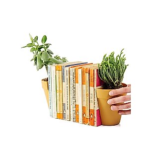 Suck UK - Bookends | Plant Pot Book Ends | 2 Decorative Book Ends for Shelves | Holder & Indoor Plant Office Accessories | Flower Pot Set for Plants | Aesthetic Home Decor & Gifts Her