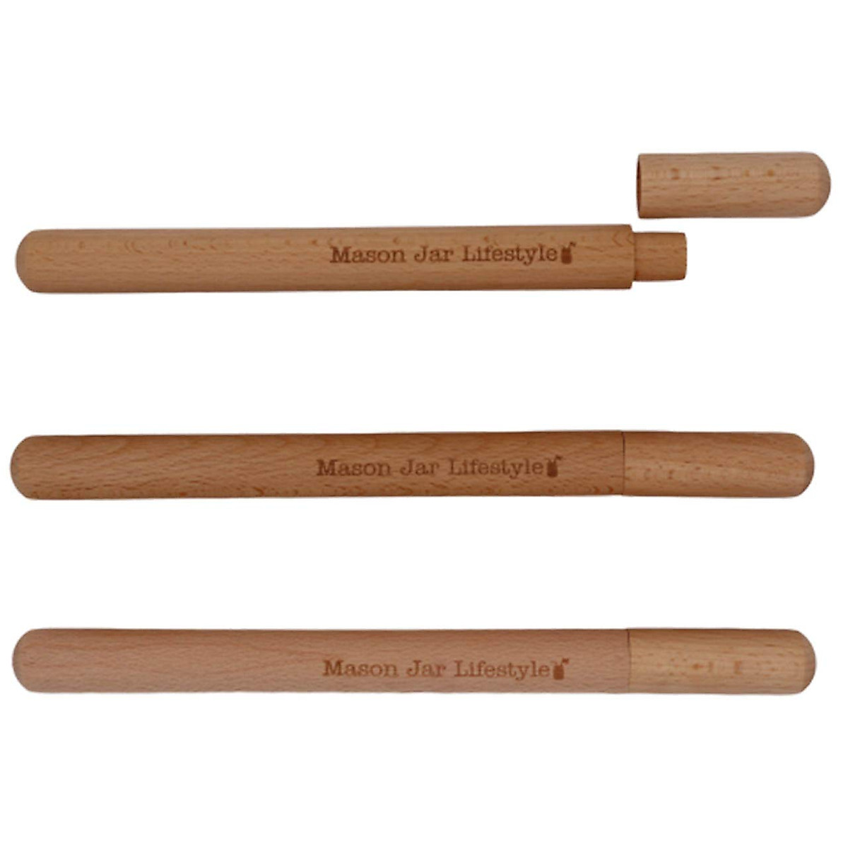 Wood Reusable Straw Carrying Case by Mason Jar Lifestyle - Fits Up To 10" Long and 12mm Wide Straws (3 Pack)