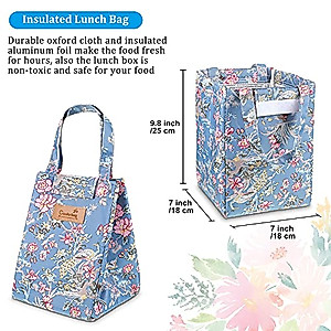 Insulated Lunch Bag Insulated Retro Lunch Box Freezable Leakproof Mini Lunch Bag Reusable Tote Bag Insulated Cooler Lunch Bag for Women Men Kid Travel Office Work School Beach (Chic Flower Style)