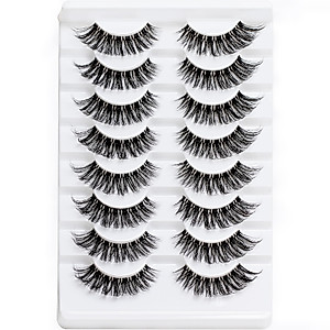 Veleasha Lashes Natural Look False Eyelashes 8 Pairs Pack Wispy Lashes with Clear Band 3D Fake Eyelashes | Style 04