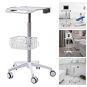 Mobile Trolley Cart Medical Cart with Wheels 33.46 * 43.71inch Height Adjustable Stainless Steel Dental Cart Rolling Desktop Lab Cart with 19.3 * 16.9inch Large Tabletop