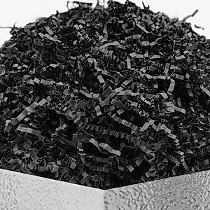 DOTUHAO Crinkle Cut Paper Shred, Black Color Crinkle Paper, Gift Basket Filler, Gift Box Filler Paper Shreds, Raffia Grass great for Gift Wrapping, Basket Filling (Black, 2 oz)