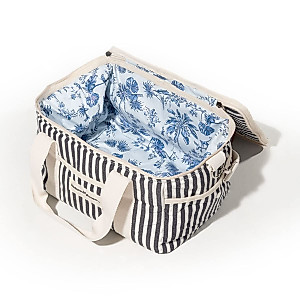 Business & Pleasure Co. Premium Cooler Bag - Cute Vintage Lunch Bag - Perfect for Beach Days & Picnics - Keeps Food Fresh & Drinks Cold - Insulated Leakproof Lining, 14L - Lauren's Navy Stripe