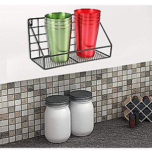 Home-X Rustic Metal Wall Floating Shelf, Small Floating Shelves for Wall, Hanging Shelf for Bedroom, Bathroom, Kitchen-9”Lx4”Wx5.5”H