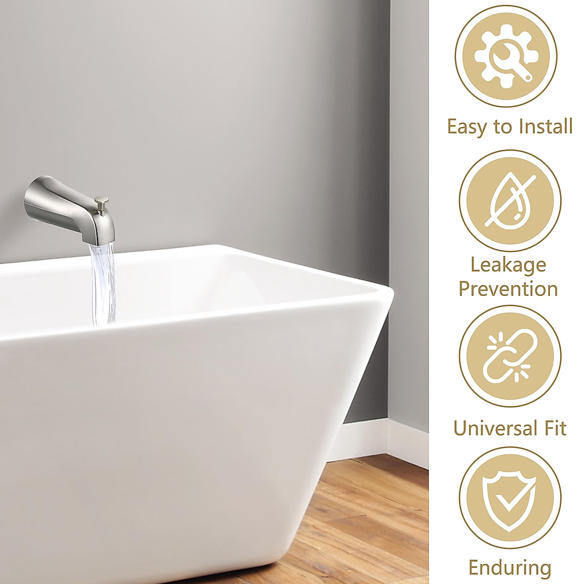 Nkiy Quen Set of 4 Tub Spout Diverter Repair Kit with Wire Drawing Surface-Bathtub Spout with Diverter Repair Kit-Tub Faucet Repair Replacement Parts for Broken or Leaking Repairs