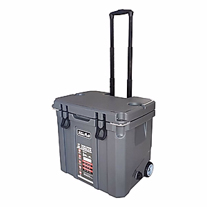 XtremepowerUS Portable 37 Quart Insulated Ice Chest Cooler Roto-Molded Bottle Opener Adjustable Telescoping Handles with Tote Cooler, Grey