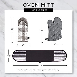 DII Cotton Heat Resistant Kitchen Oven Mitts Set, (Set of 2-6.5x12), Farmhouse Chic Geometric Design, Heat Resistant and Machine Washable for Every Home Kitchen - Stripe