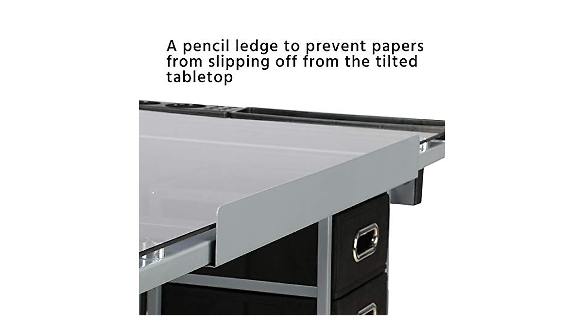 Topeakmart Glass Drafting Table - Adjustable Art & Craft Desk