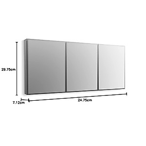 KOHLER CLC Flat, Single Medicine Cabinet with Mirrored Door, 20” Width x 26” Height, Aluminum, Frameless with Beveled Edges, One Size, Silver