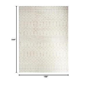 Nourison Astra Machine Washable Moroccan Ivory 9' x 12' Area Rug, Easy Clean, Non Shedding, Bed Room, Living Room, Dining Room, Kitchen (9x12)