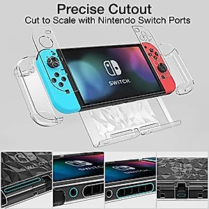 HEYSTOP Switch Case for Nintendo Switch Case Dockable with Screen Protector, Clear Protective Case Cover for Nintendo Switch and JoyCon Controller with a Switch Tempered Glass Screen Protector