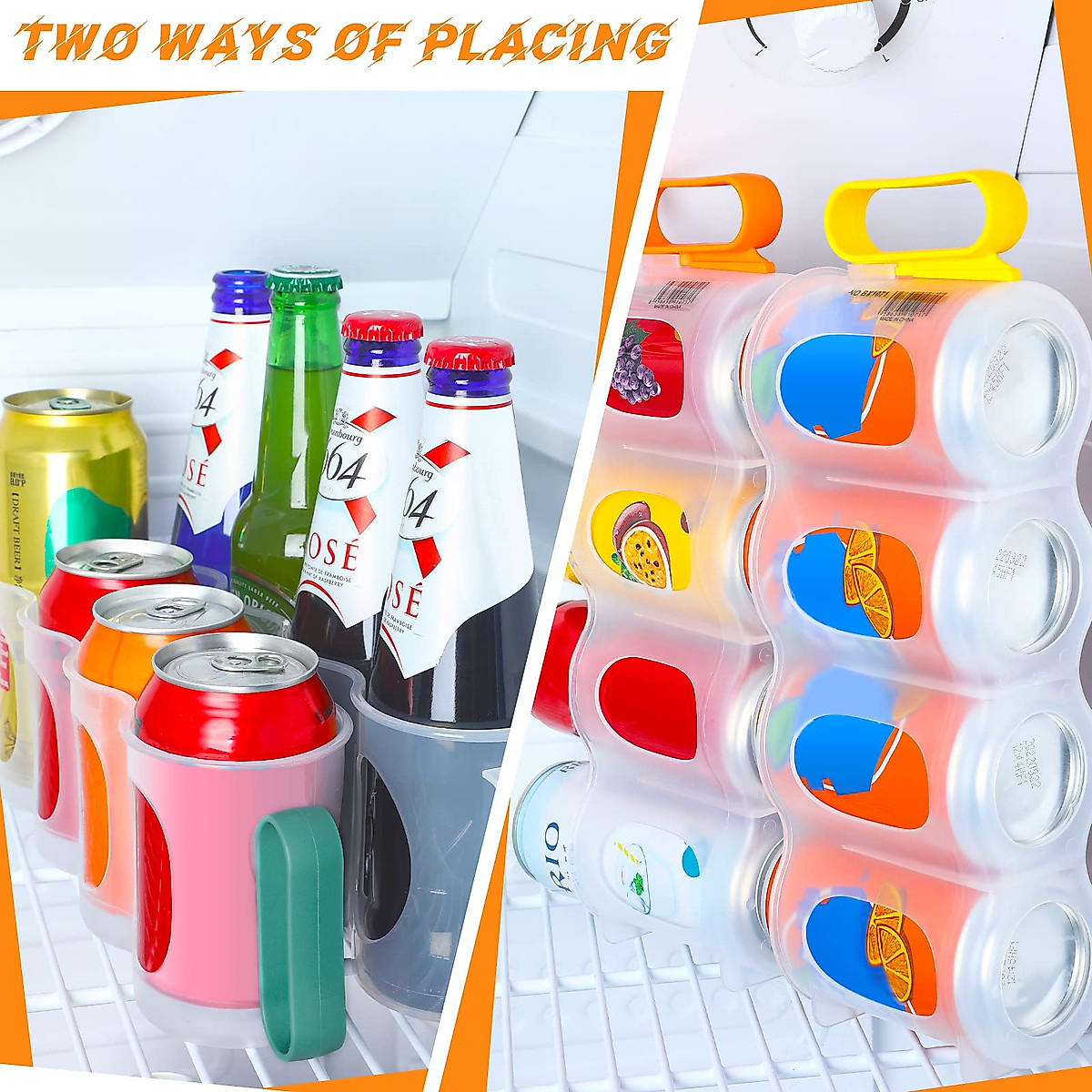 4 Pcs Plastic Portable Soda Can Organizer for Refrigerator Organizer Bins Drink Storage for Fridge Soda Can Holder for Refrigerator Beer Can Racks Drink Can Dispensers for Beverage Pantry Fridge Shelf