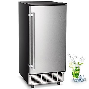Joy Pebble Commercial Cube Ice Maker，Built-in Ice Maker Machine, 80lbs/Day, 40 Ice Cubes/Cycle, Reversible Door/Drain Pump, 24H Timer/Self-Cleaning, Under Counter Ice Cube Machine for Home Office