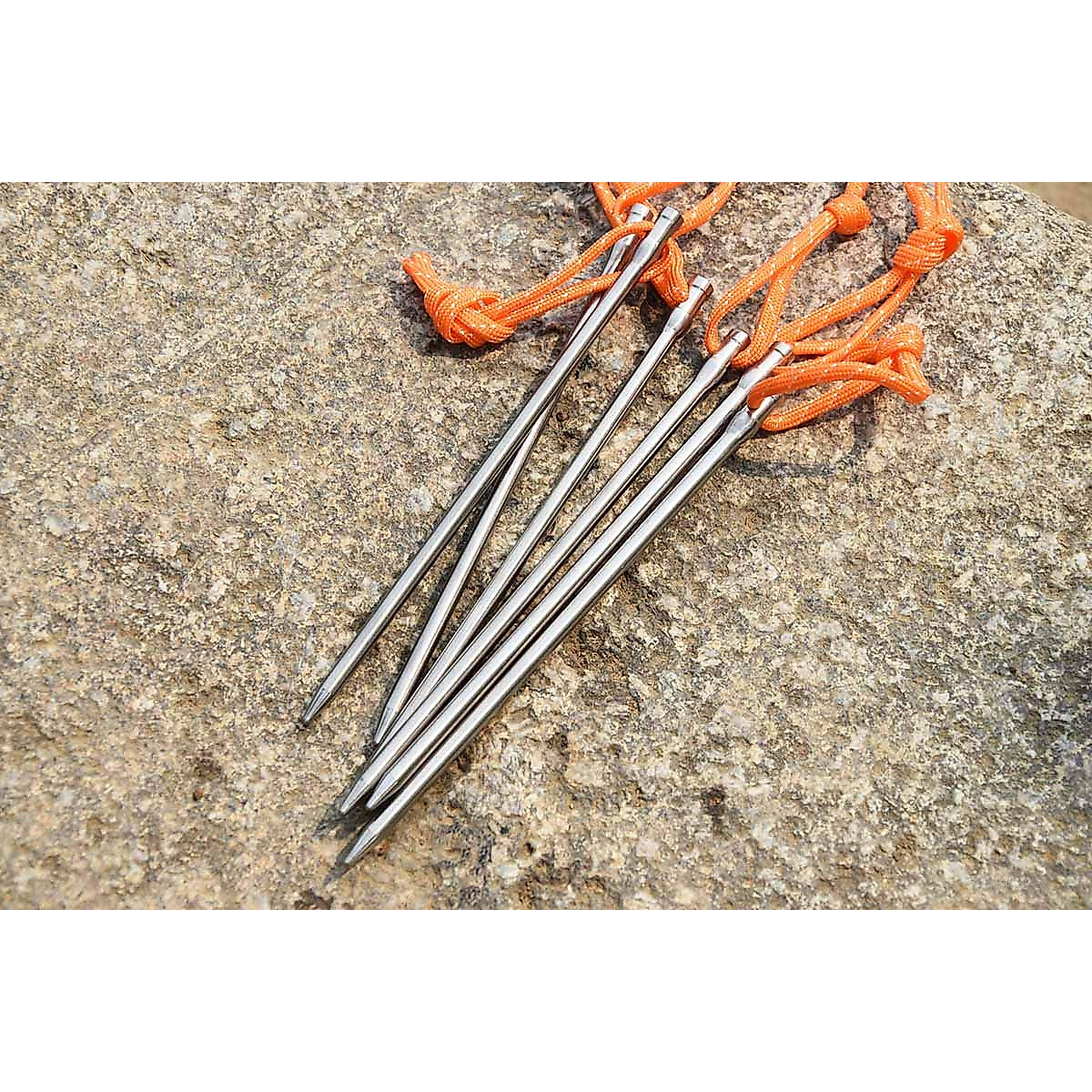 Tentock Titanium Tent Stakes 6pcs/Pack Ultralight Tarp Nails Hammock Pegs for Hard Ground Rock Granite with Reflective Loop (TT0144(16.5cm))