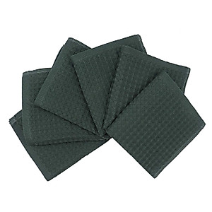 GQZLUCK 100% Natural Cotton Kitchen Towels Dish Towels Classic Waffle Weave Dish Cloths, Soft Ultra Absorbent Kitchen Hand Towel, Fast Drying Lightweight Washcloth, Set of 6 (Blackish Green)