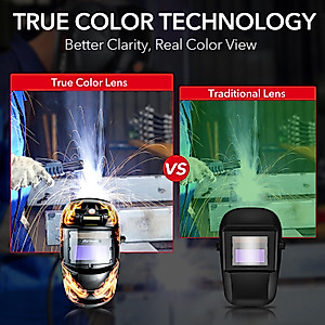 TRQWH Welding Hood Auto Darkening Welding Helmet with Light True Color 1/1/1/2 Top Optical Clarity Wide Shade 9-13 Welding Mask with Grinding Weld Helmet (KTS-HD104)