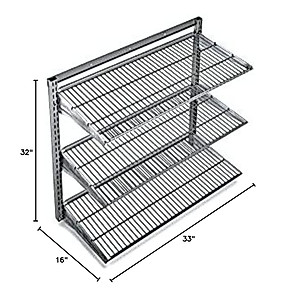 Triton Products 1795 Storability 34-Inch Length by 32-Inch Height Wall Mount Shelving Unit with 3-Wire Shelves