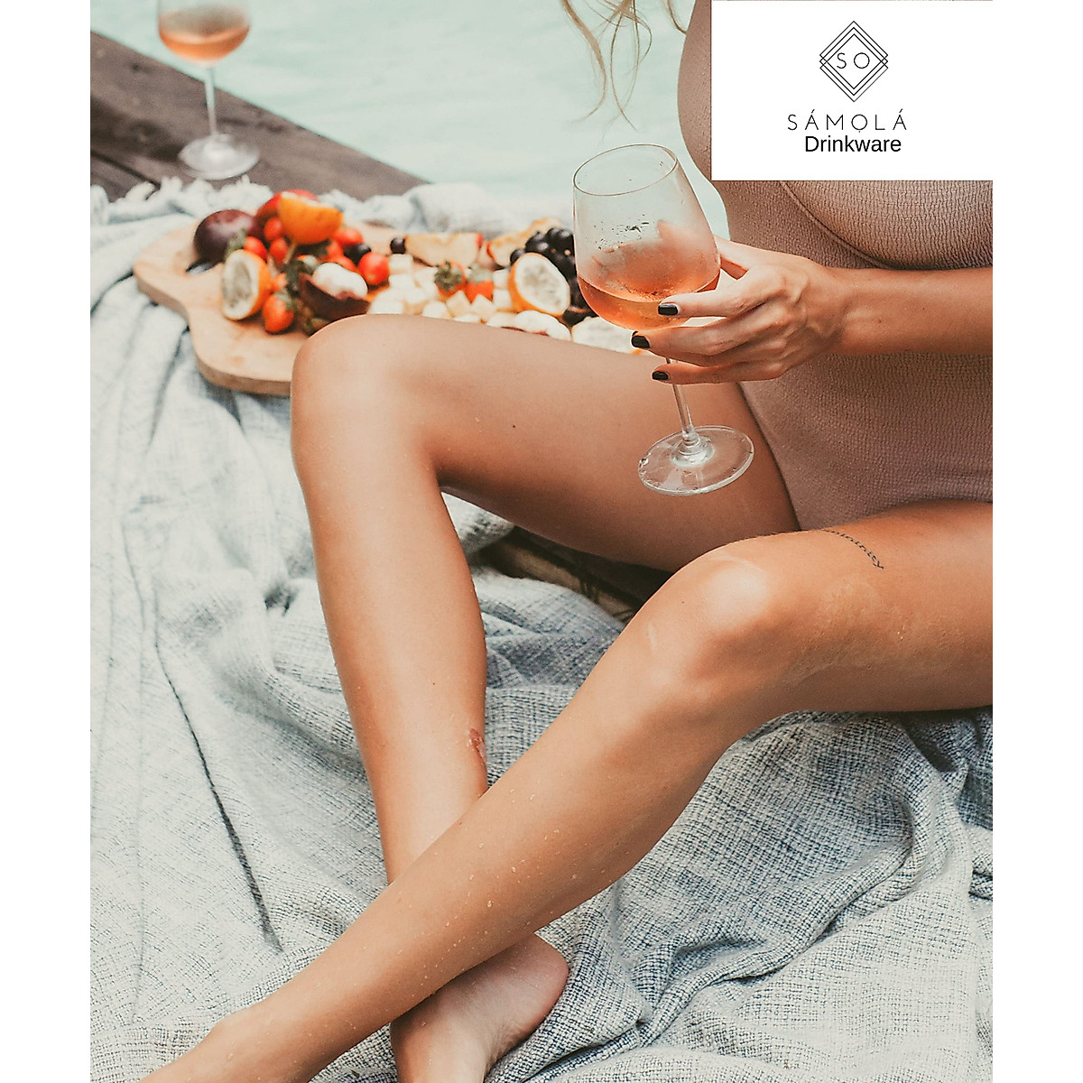 Samola Drinkware Unbreakable Shatterproof Wine glasses set of four indoor outdoor party picnic pool use acrylic BPA free | 12oz