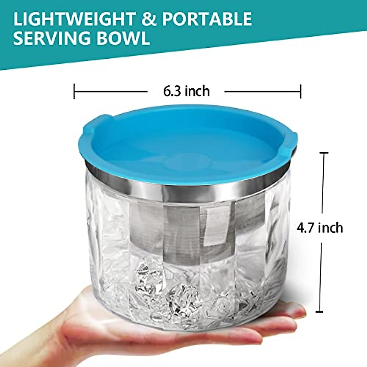 INNOVATIVE LIFE Ice Chilled Dip Bowl 2Pack, 25oz Stainless Steel Serving Bowl with Acrylic Base, Iced Salad Bowl for Fruit, Sauces, Dressing