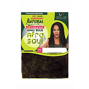 Vivica A Fox Hair Collection HKBK16-N 100% Unprocessed Natural Human Hair Afro Curl Kinky Bulk Extension, Natural, 5.8 Ounce
