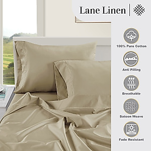 LANE LINEN 100% Egyptian Cotton Bed Sheets - 1000 Thread Count 4-Piece Linen King Set Bedding Sateen Weave Luxury Hotel 16" Deep Pocket (Fits Upto 17" Mattress)