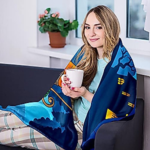 Halloween Pumpikin Elk Bat Prints Soft Warm Cozy Blanket Throw for Bed Couch Sofa Picnic Camping Beach, 150×100cm