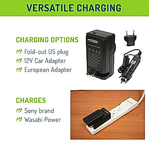 Wasabi Power Battery (2-Pack) and Charger for Sony NP-F330, NP-F530, NP-F550, NP-F570 (L Series) and CN-160, CN-216, CN126 Series & Atomos Ninja V, Shinobi, Shogun 7, BMPCC 6K Pro and More
