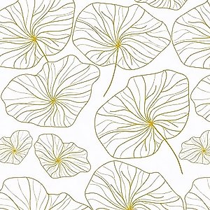 Nukofal Lotus Leaf Wallpaper Peel and Stick Wallpaper Lotus Floral Wallpaper 17.7In x 118.1In Leaf Contact Paper Gold and White Wallpaper Modern Removable Wallpaper Self Adhesive Wall Paper Vinyl