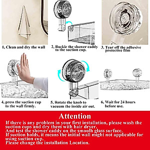 Shower Caddy, Suction Cup Shower Organizer Bathroom Removable Shower Basket Strong Suction Shower Shelf Shower Rack, Clear White And Silver, Slim