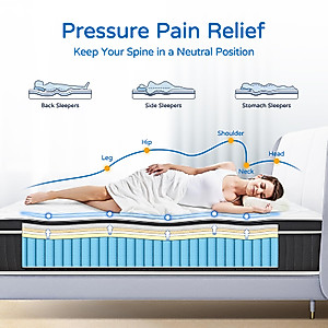 SIMARTH Queen Mattress 12 Inch, Upgrade Strengthen Queen Size Hybrid Mattresses in a Box, Memory Foam Queen Mattress Made of Individually Pocketed Springs for Support and Pressure Relief, Medium Firm
