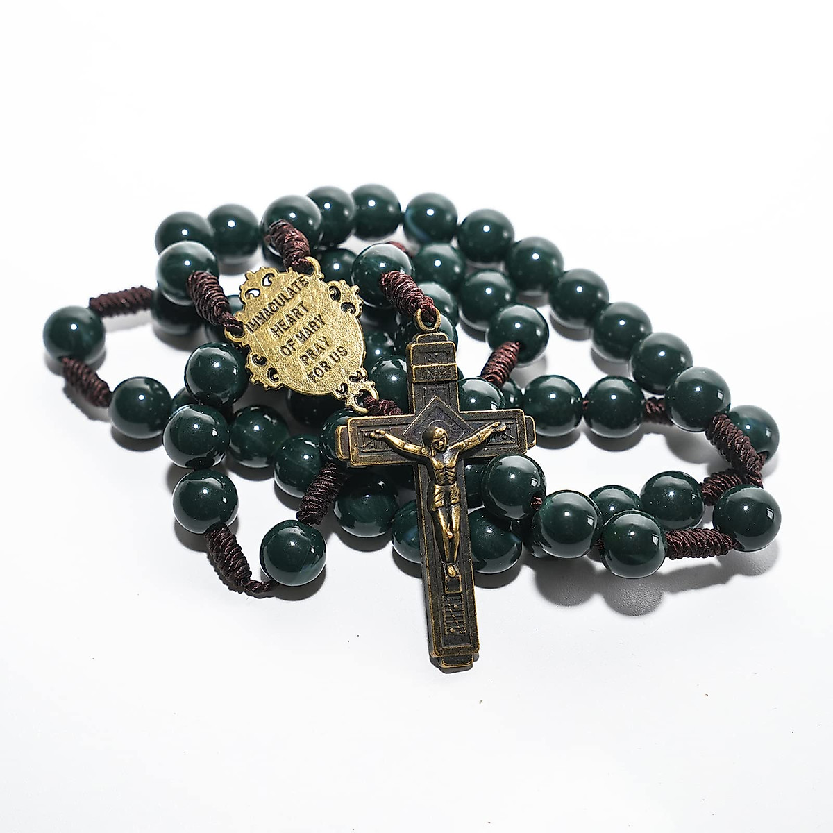 MelinSam Rosary Beads Necklace with Crucifix Prayer Charm Beaded Cross Pendant Necklace Antique Religious Rosaries Beads Collection Jewelry Gifts