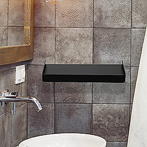 Zerodeko Phone Stand Black Floating Shelves Bathroom Organizer Wall Mounted Bathroom Small Wall Shelves Phone Shelf Makeup Organizer Space Bathroom Shower Shelves Small Shelf