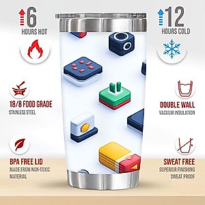 FOCIUZTA Playful & Vibrant Gaming 20oz Tumbler with lid, Travel Coffee Cup, Ideal for Easter, Gaming Enthusiast, Mother Day, and birthday gifts